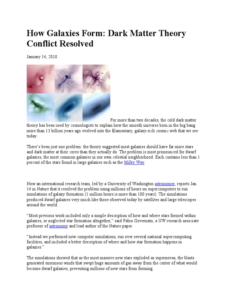 How Galaxies Form: Dark Matter Theory Conflict Resolved: Milky Way ...