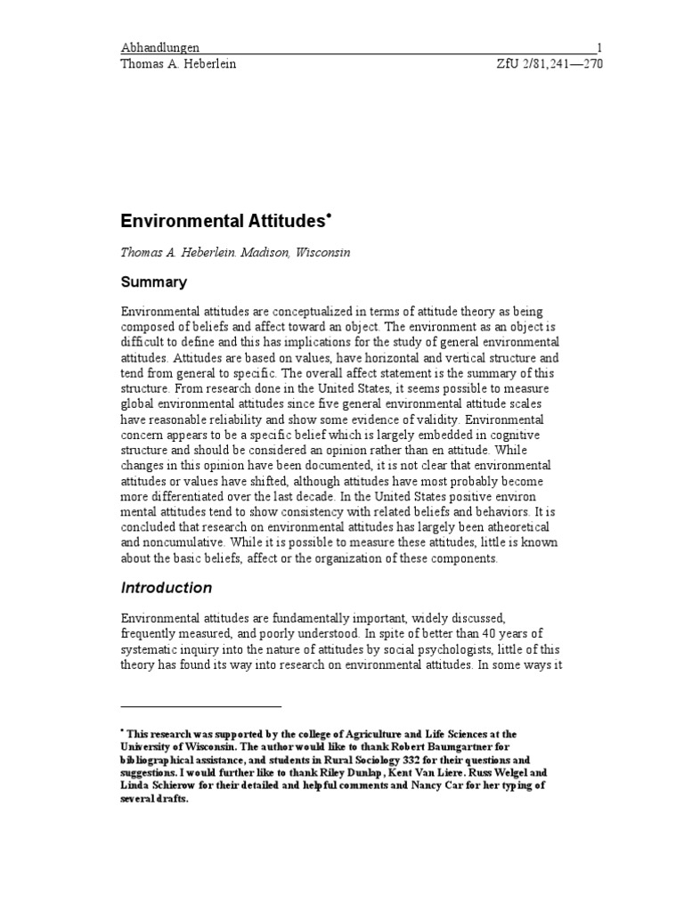 Environmental Attitudes | Attitude (Psychology) | Affect (Psychology)