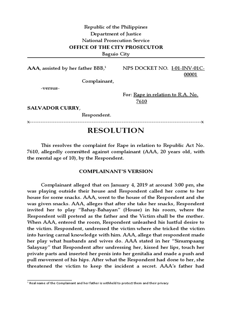 Resolution: Office of The City Prosecutor | PDF | Burden Of Proof (Law ...