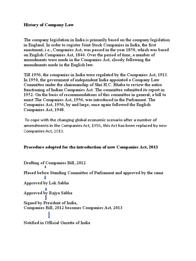 History of Company Law PDF | PDF