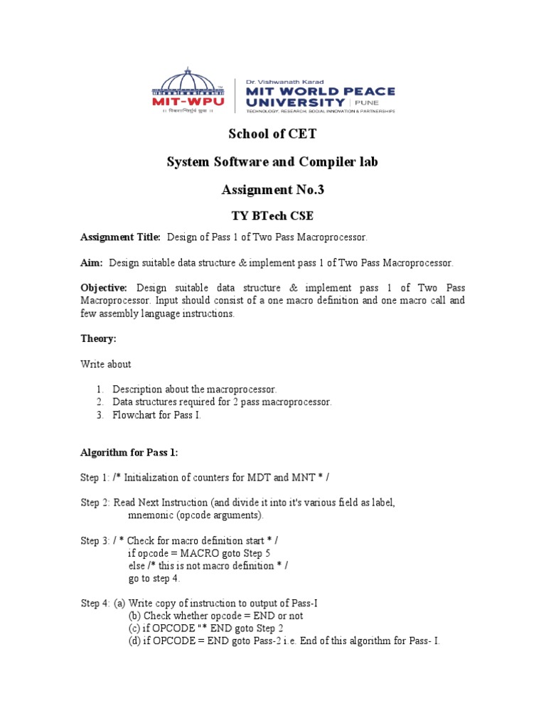 Macroprocessor Pass 1 Pdf Assembly Language Parameter Computer Programming 