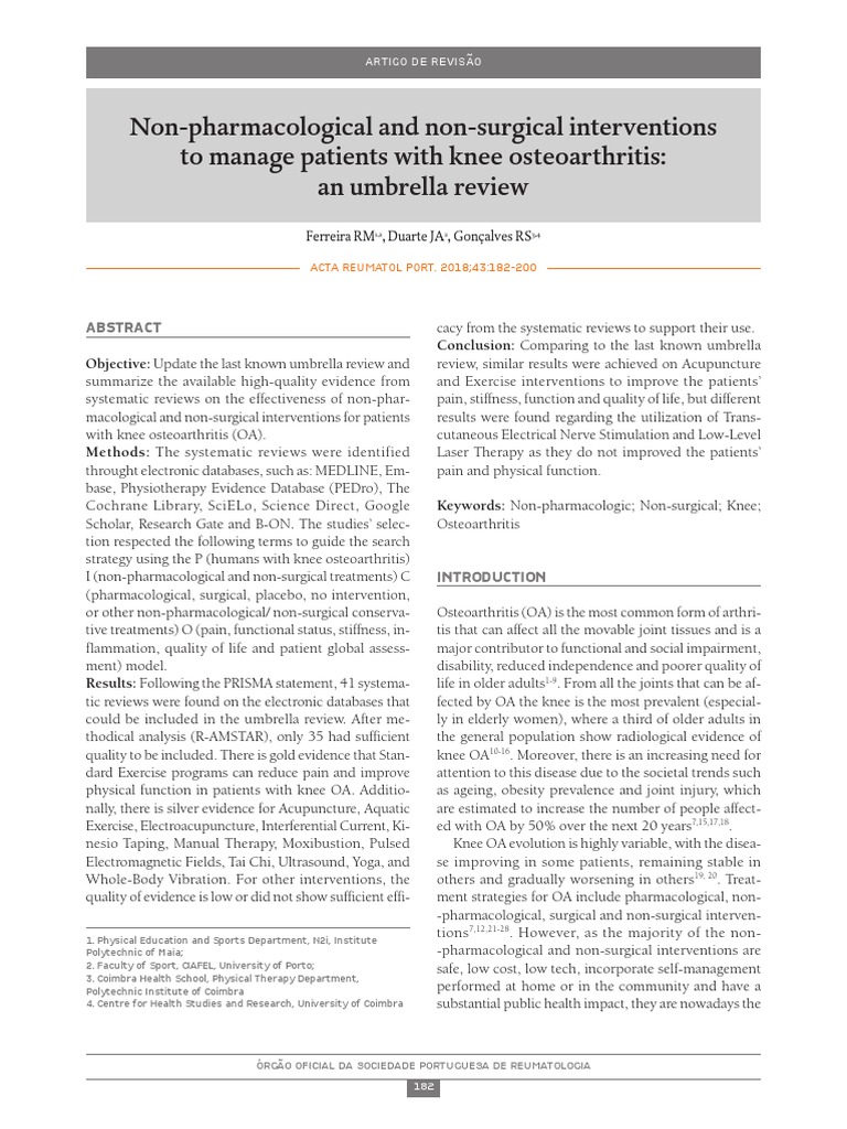 Non Pharmacological and Non Surgical Interventions To Manage Patients ...