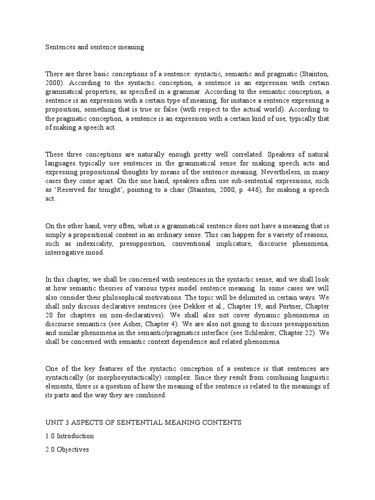 Sentential Meaning | PDF | Semantics | Ambiguity