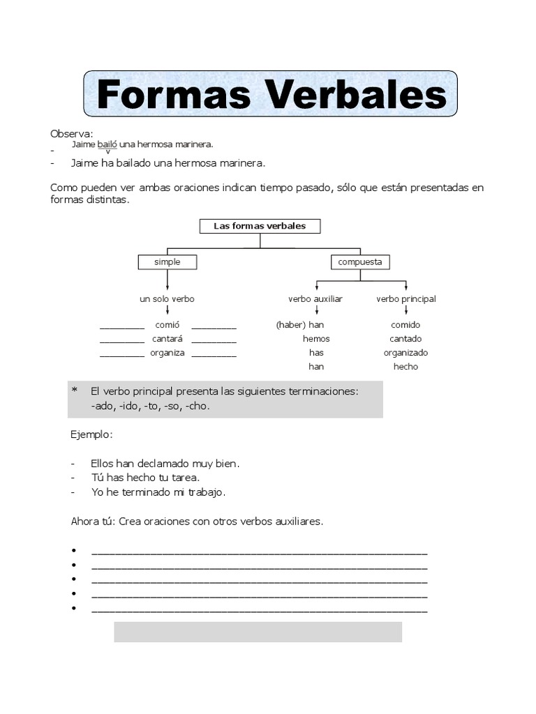 4TO Ficha-Verbos-Simples-y-Compuestos | PDF | Verbo | Gramática
