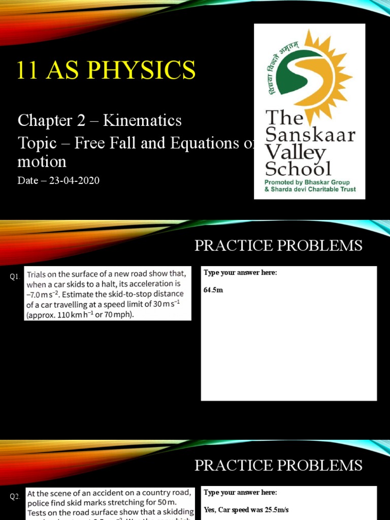 AS Level Chapter 3 - Equations of Motion | PDF