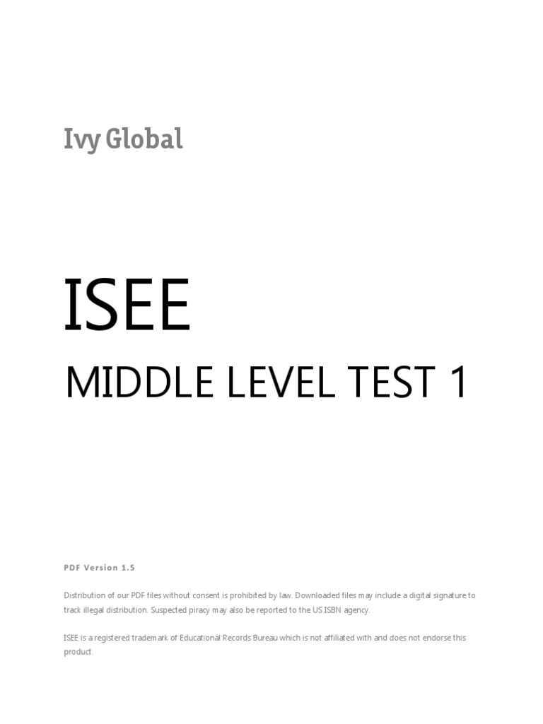 ISEE Middle Level Test 1 V 1.5 - Final | PDF | Essays