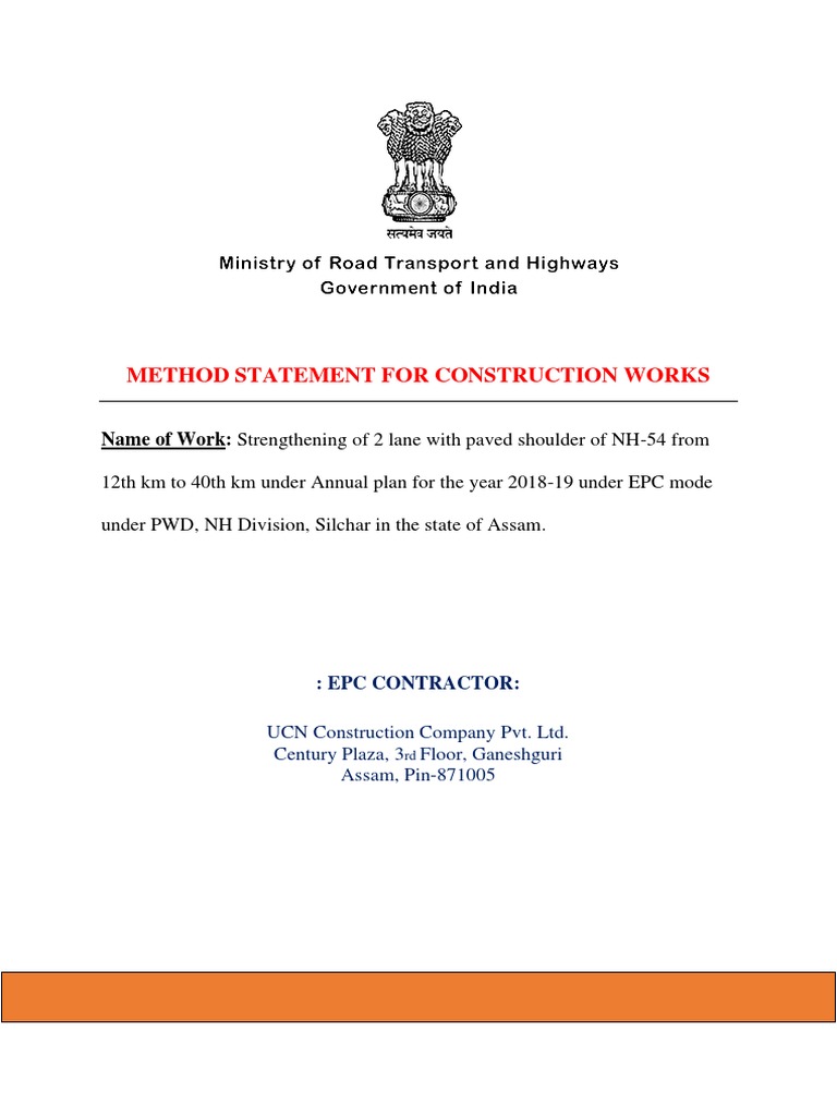 Method Statement Construction | PDF | Road Surface | Concrete