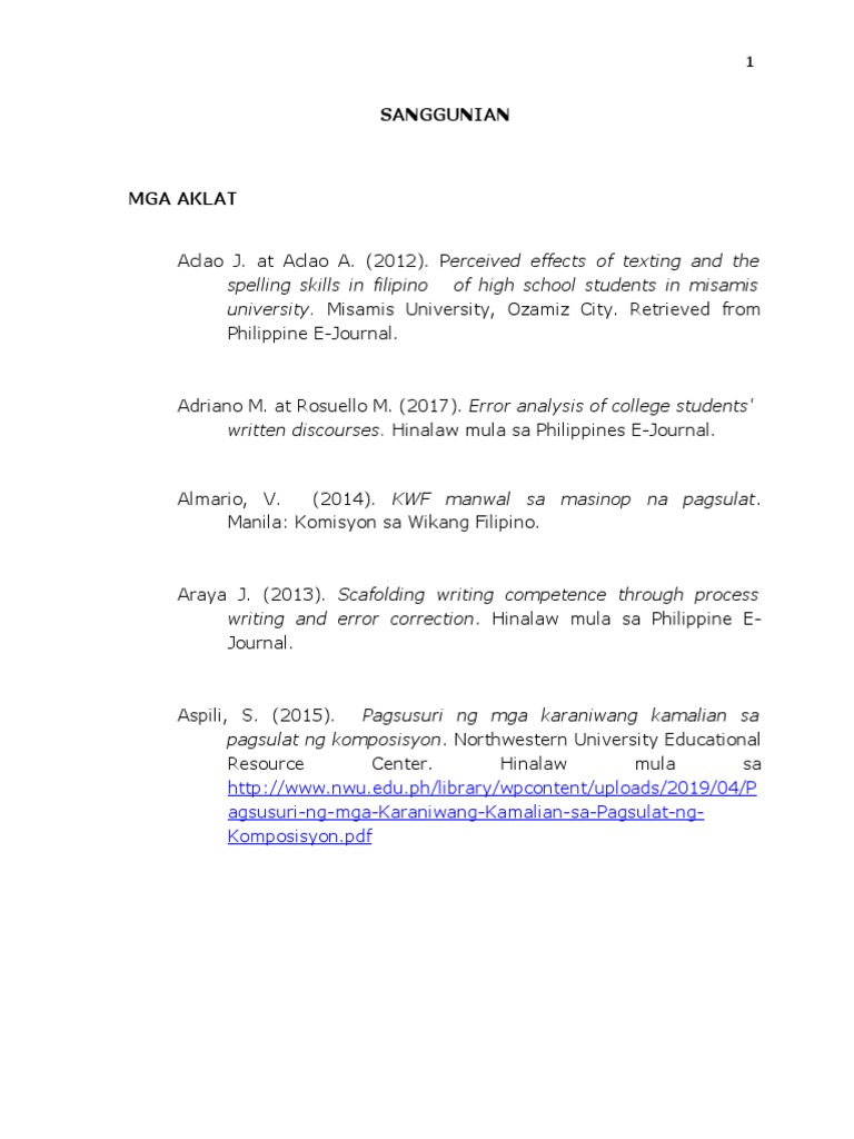 Filipino language sources for error analysis | PDF | Tagalog Language ...