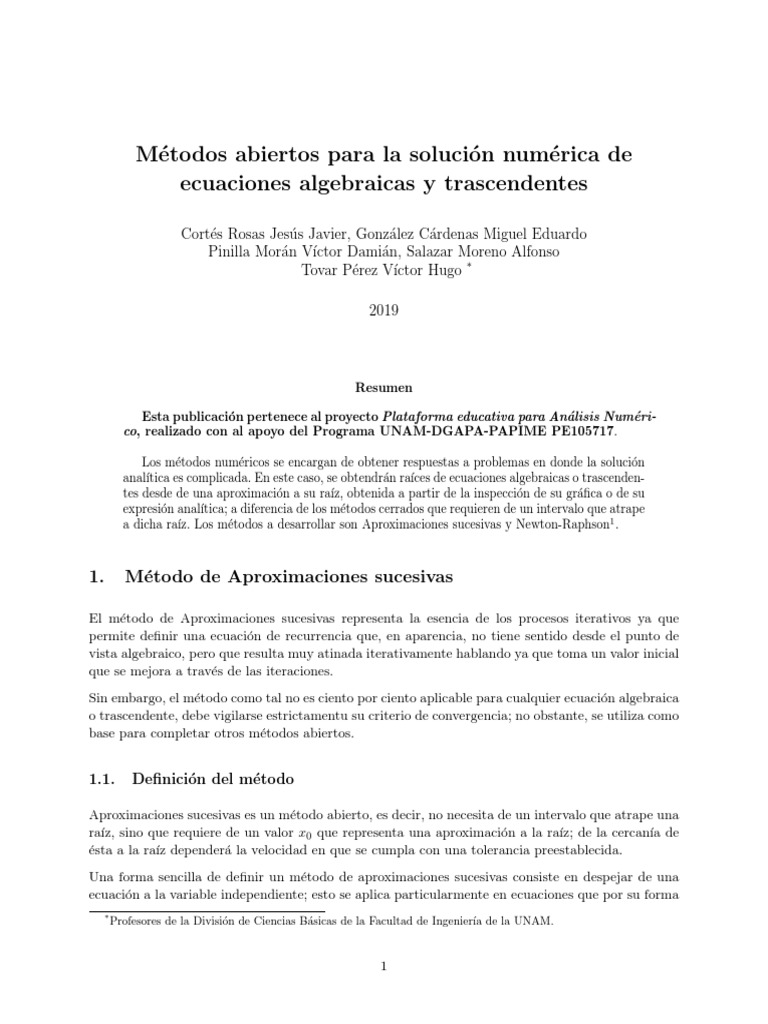 Analisis Numerico Metodos Abiertos | PDF | Análisis numérico | Ecuaciones