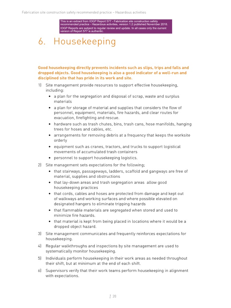 Construction Site Housekeeping Guide | PDF | Housekeeping | Fire Safety