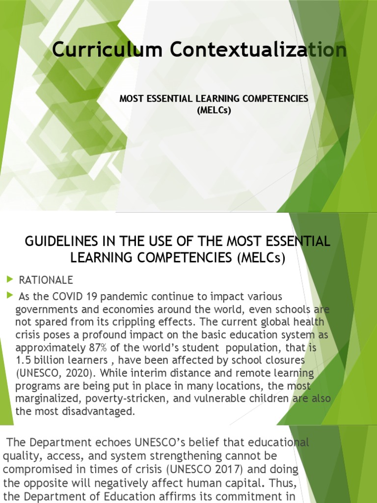 Curriculum Contextualization MELCs Castillo | PDF | Competence (Human ...