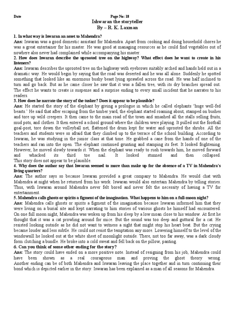Iswaran the Storyteller: A Character Analysis | PDF | Religion ...