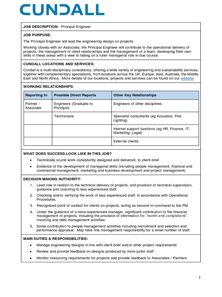 Principal Engineer Job Description | PDF | Competence (Human Resources ...