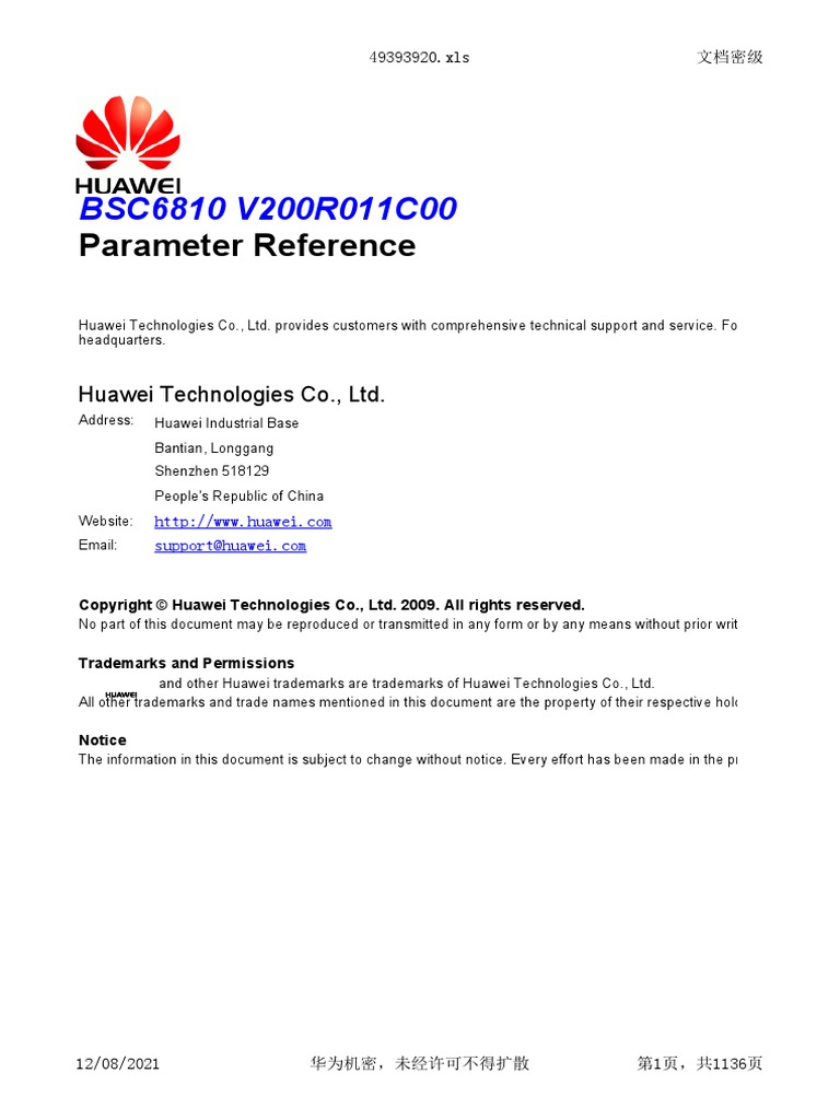 BSC6810 V200R011C00 Parameter Reference | PDF | Parameter (Computer Programming) | Network ...