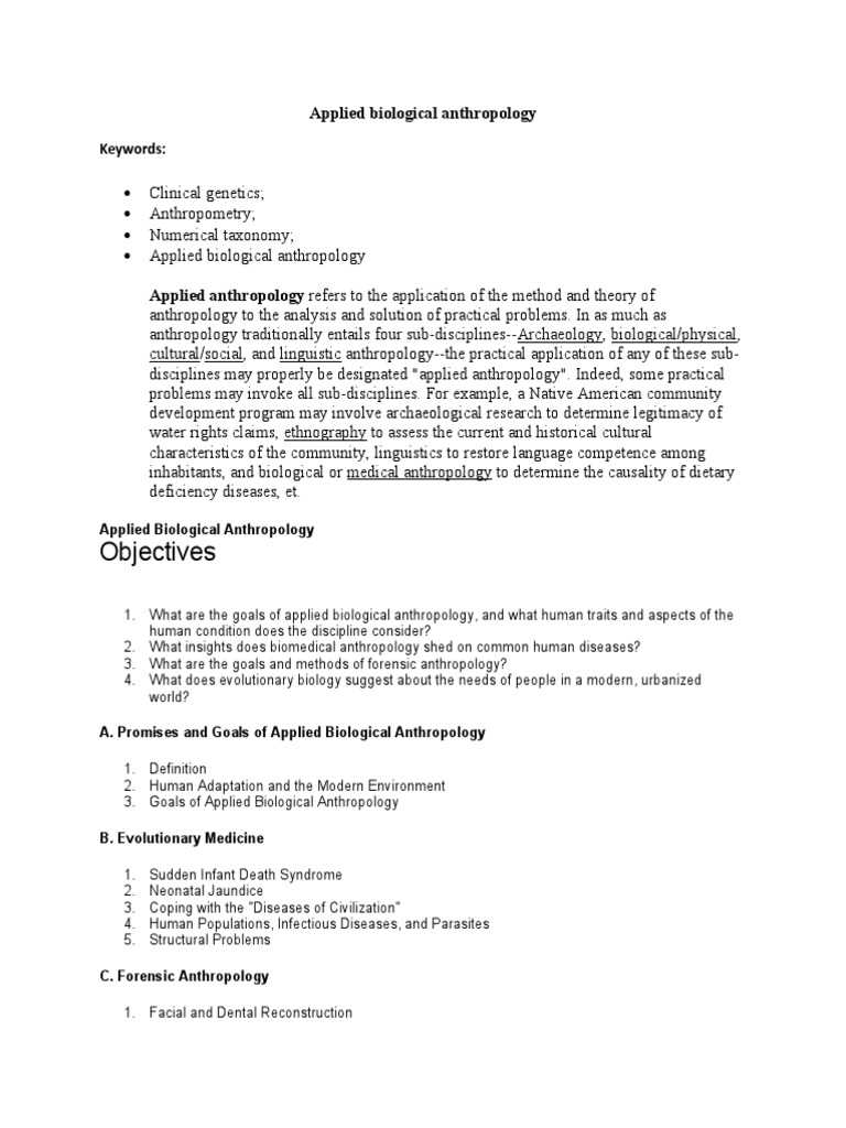 Applied Biological Anthropology Overview | PDF | Anthropology ...