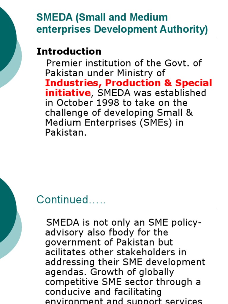SMEDA (Small and Medium Enterprises Development Authority) | PDF | Non ...