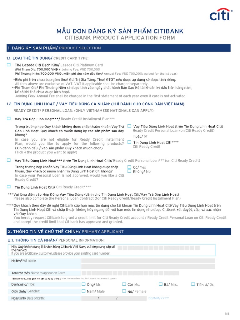 Citibank Credit Card Application Form | PDF | Citibank | Credit Bureau