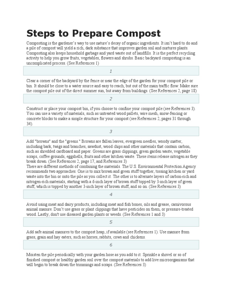 Steps To Prepare Compost | PDF | Compost | Manure