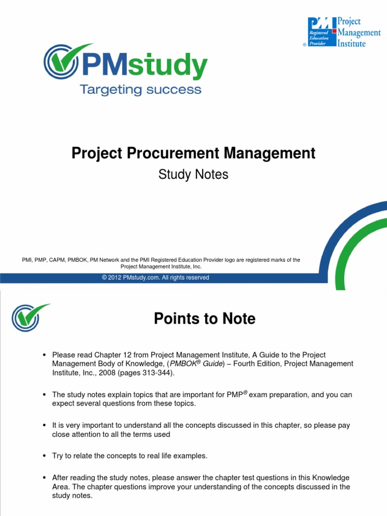 Project Procurement Management: Study Notes | PDF | Project Management ...