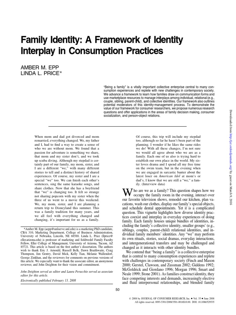 Family Identity: A Framework of Identity Interplay in Consumption ...