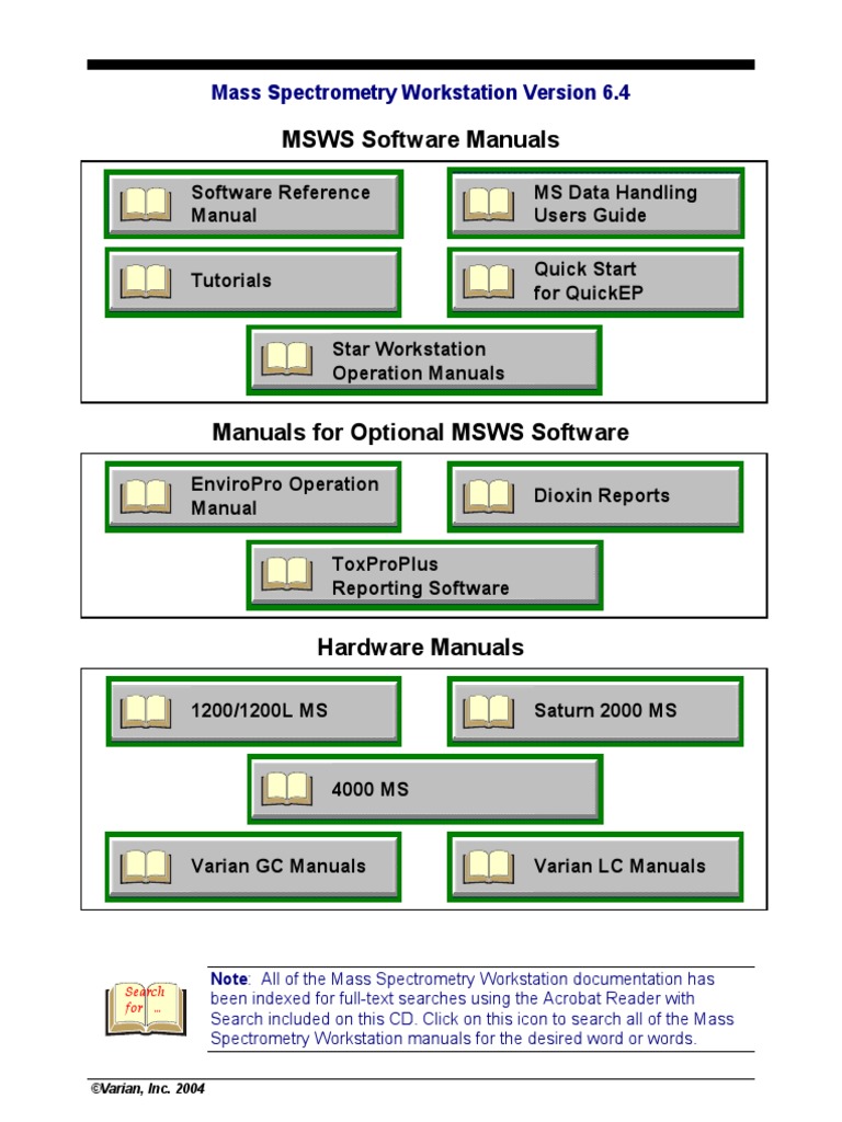 MSWS Software Manuals: Mass Spectrometry Workstation Version 6.4 | PDF ...