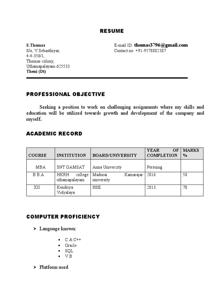 Thomas Resume | PDF