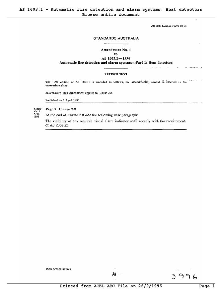 AS 1603.1 Automatic Fire Detection and Alarm Systems - Heat de | PDF ...