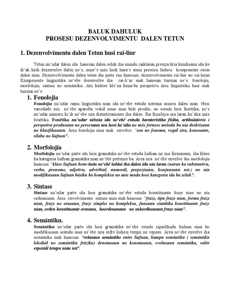 Desarrollo del Tetun: Fonología y Gramática | PDF | Fonología | Timor ...