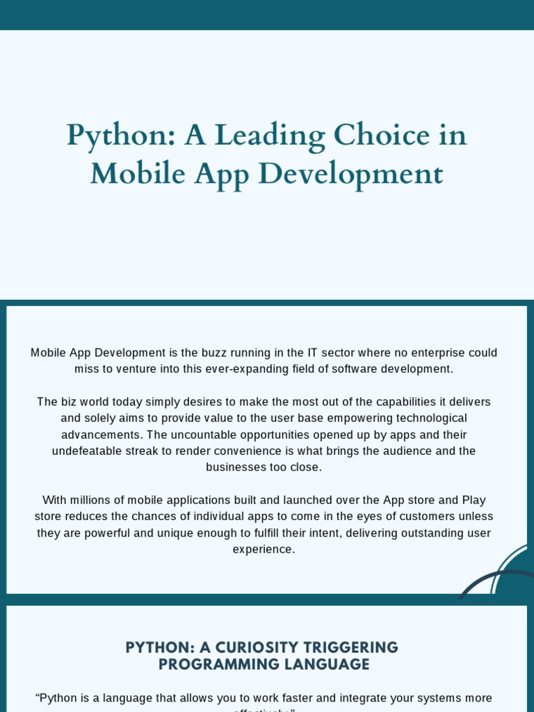 Python A Leading Choice In Mobile App Development Pdf Mobile App Python Programming Language
