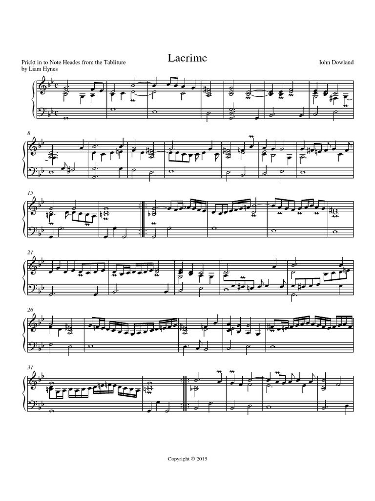 Lacrime: Iohn Dowland Prickt in To Note Heades From The Tabliture by ...