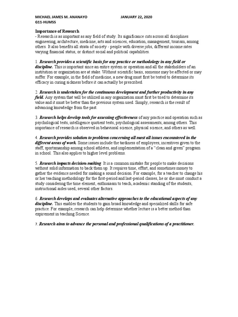 Importance of Research - Research Is As Important As Any Field of Study ...
