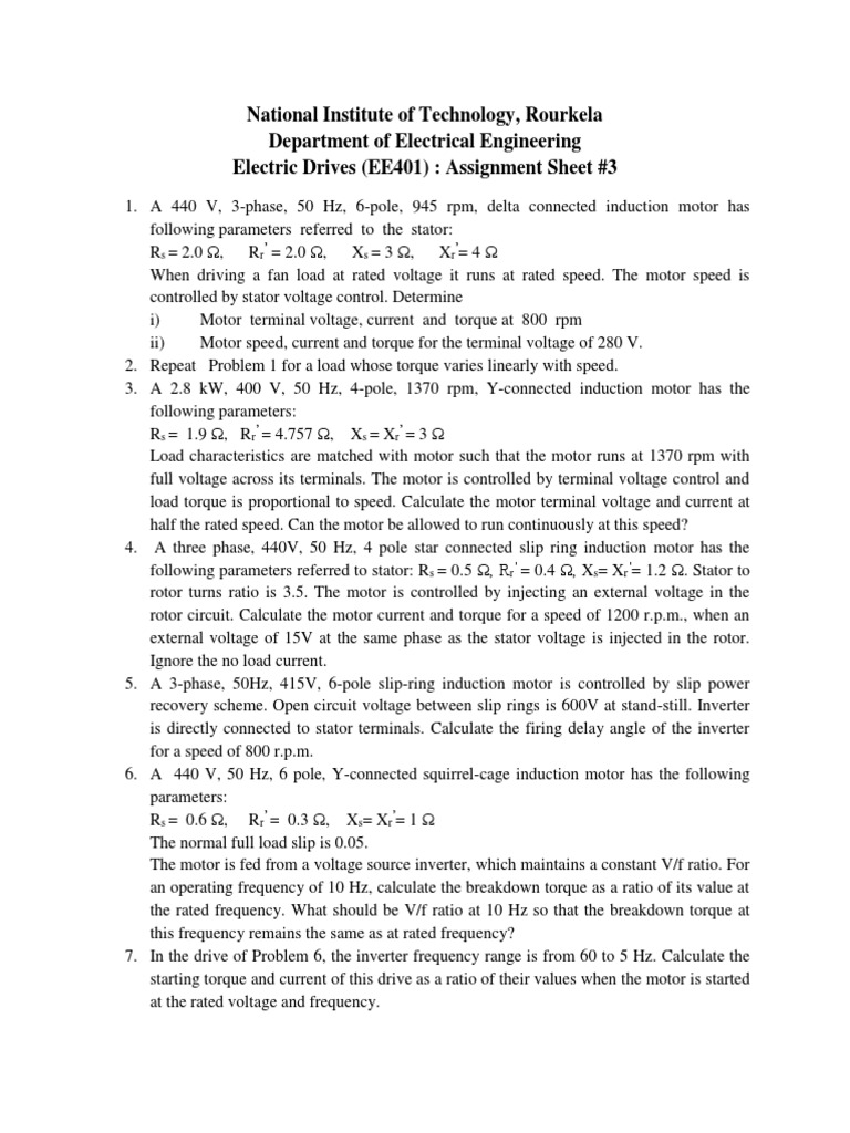 Electric Drives Assignment Solutions | PDF | Electric Motor | Power ...