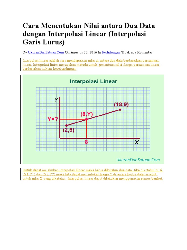 Cara Menentukan Nilai Antara Dua Data Dengan Interpolasi Linear | PDF
