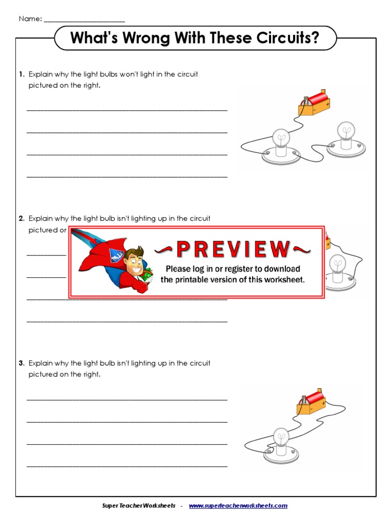 What's Wrong With These Circuits?: 1. Explain Why The Light Bulbs Won't ...