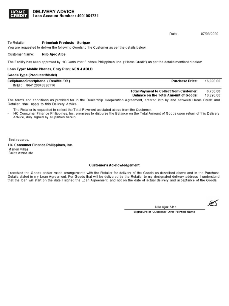 Delivery Advice - 20200308 - 092837 | PDF