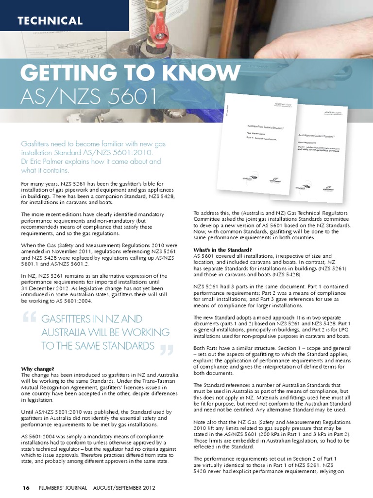 Getting To Know NZS-5601 Overview | PDF | Regulatory Compliance | Plumbing