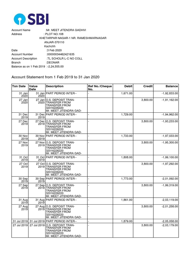 Account Statement Summary | PDF | Services (Economics) | Service Industries