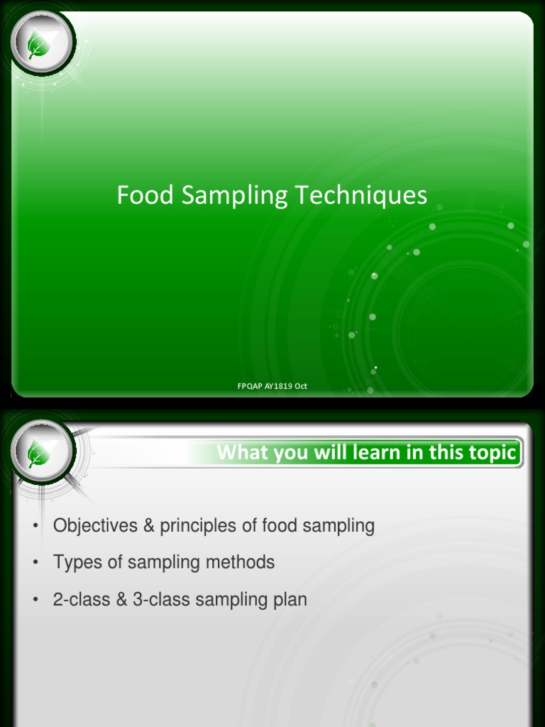 Food Sampling Techniques - Student | PDF | Sampling (Statistics) | Foods