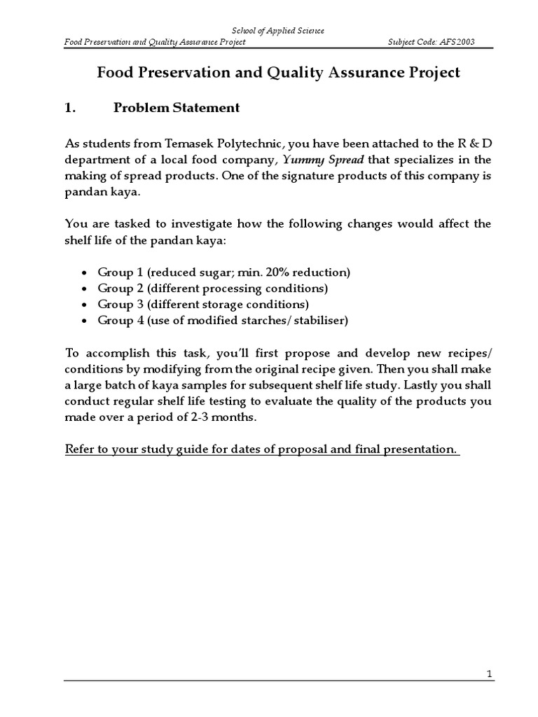 Food Preservation and Quality Assurance Project: 1. Problem Statement ...