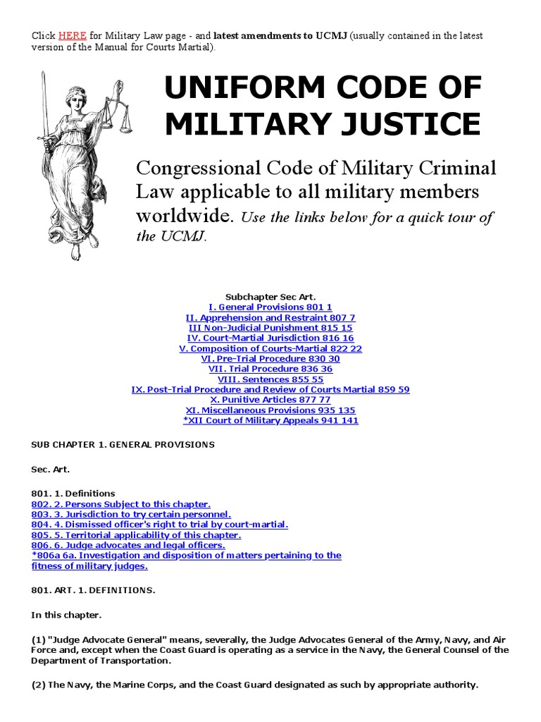 Overview of UCMJ Regulations | PDF | Uniform Code Of Military Justice ...