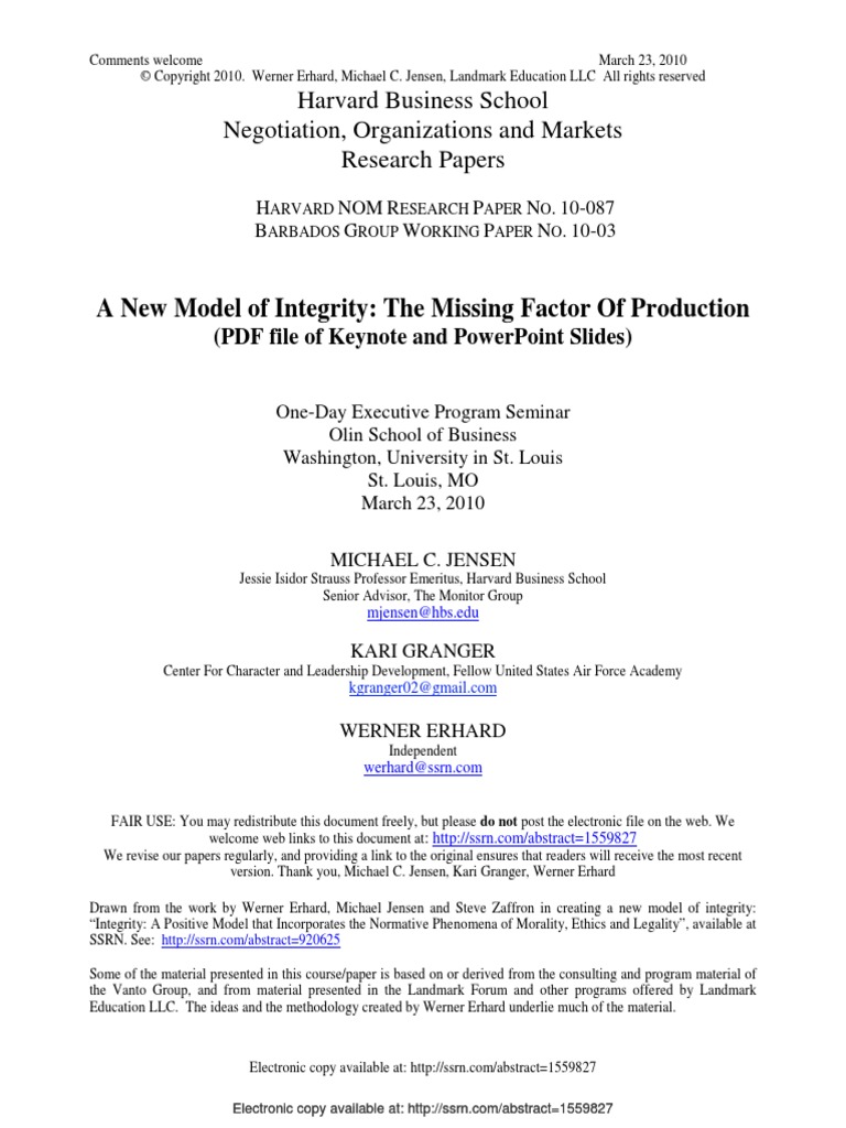 A New Model of Integrity | PDF | Integrity | Perception