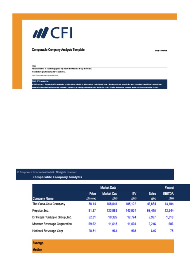 Comparable Company Analysis Template: Strictly Confidential | PDF ...