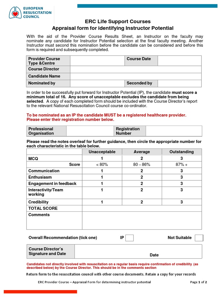 IP Appraisal Form Generic ERC Version | PDF | Nonverbal Communication ...