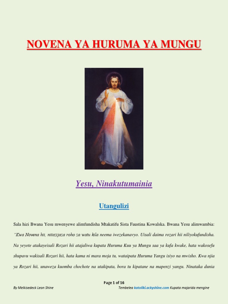 Novena Ya Huruma Ya Mungu Pdf