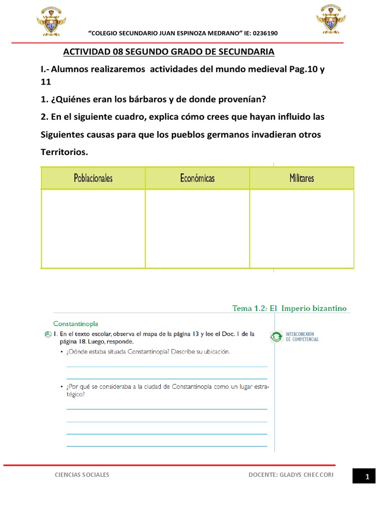 Actividad 08 Segundo Grado de Secundaria | PDF