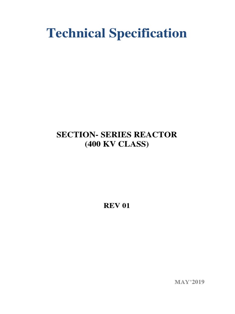 Technical Specification: Section-Series Reactor (400 KV CLASS) | PDF ...