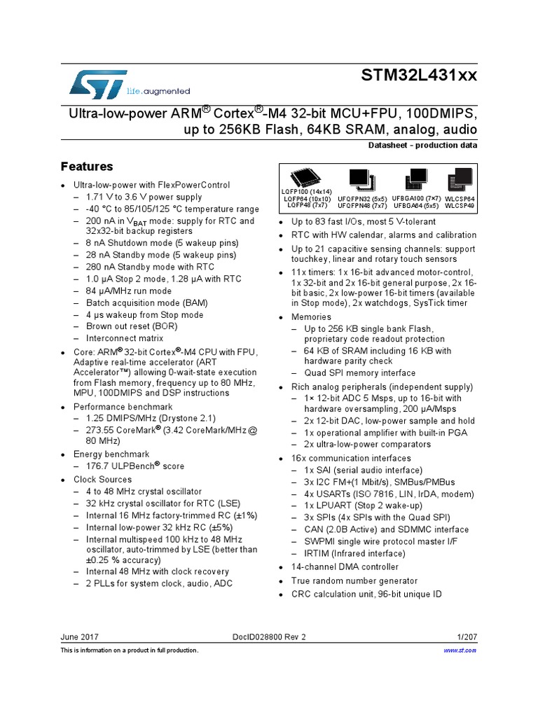 Microcontrolador Especifico Bajo Consumo stm32l431cb-956249 PDF | PDF | Arm Architecture ...