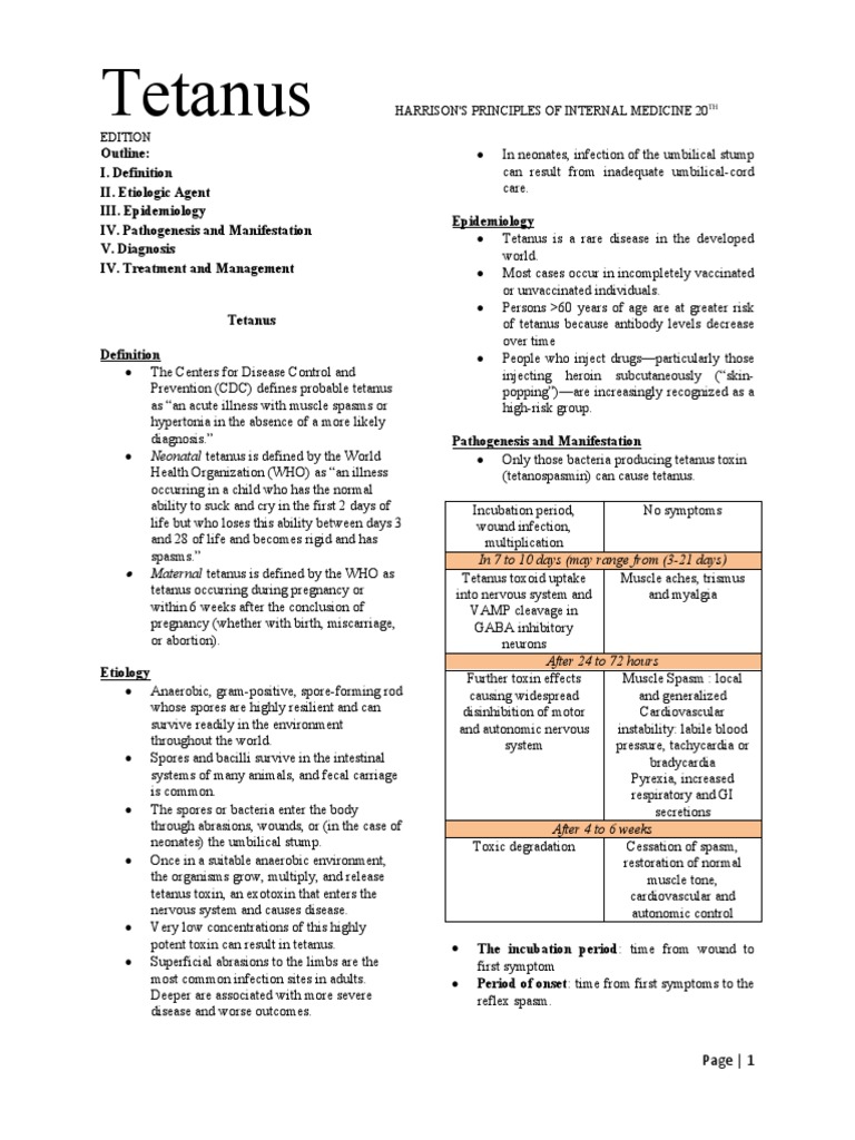 Tetanus: Clinical Guide for Doctors | PDF | Medical Specialties ...