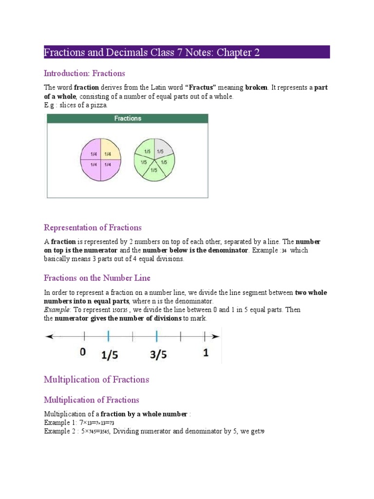 Class 7 Fractions and Decimals Notes | PDF | Decimal | Fraction ...