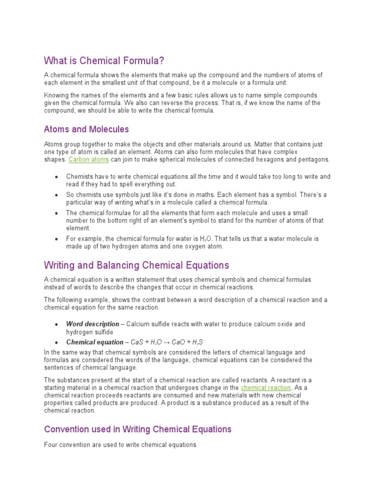 What Is Chemical Formula | PDF | Chemical Compounds | Molecules